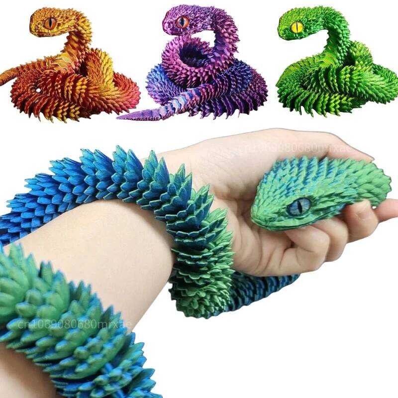 Action Figure 3D Printed Articulated Bush Viper Toy-Dragon Snake ...