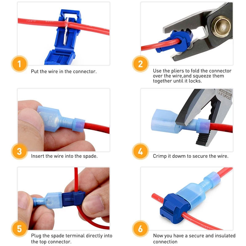 50Pcs(25set) Quick Splice Wire Terminals T-Tap Self-stripping Connector ...