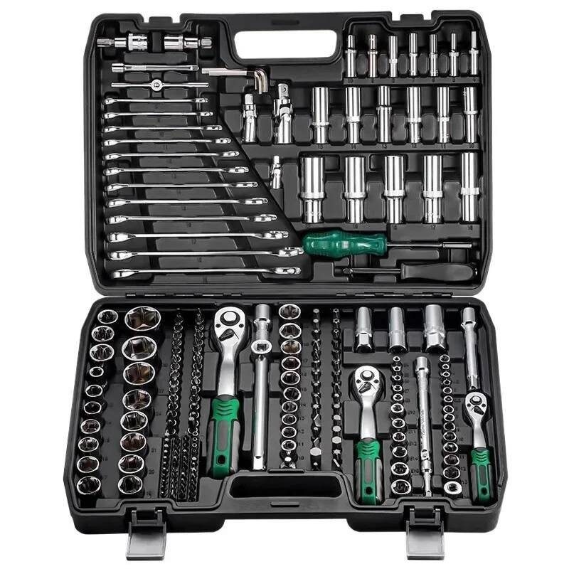 Piece 216 Mechanic Tool Set 1/4" 3/8" 1/2" Socket Sets with 24-Tooth ...