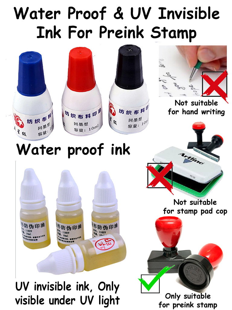 Water Proof & UV Invisible Ink (For Pre Ink Rubber Stamp) | Shopee ...