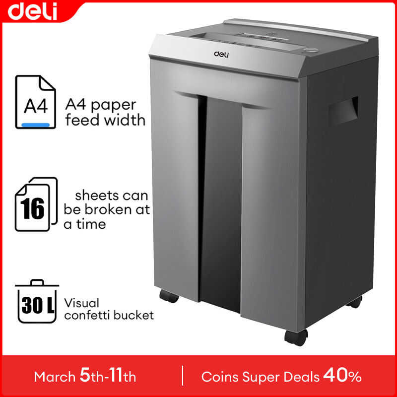Deli 30L Automatic Paper Shredder Can Shred Cards A4 16 Sheets Heavy ...