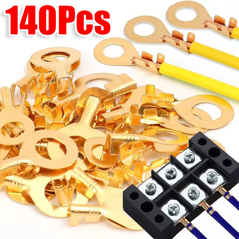 140Pcs O-Type Cold Pressed Terminal Block - M5/M6/M8 Terminal ...