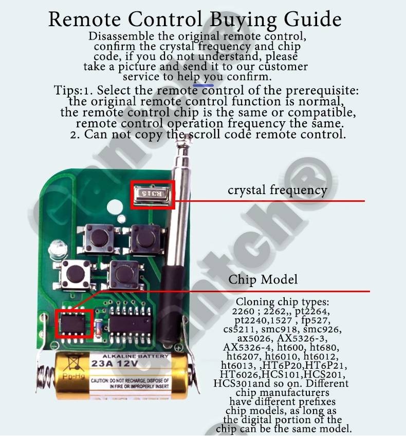 [1kit/3kit]Remote Control Clone Gate Alarm Copier Duplicator 433mhz Clone Copy Duplicate Fixed ...