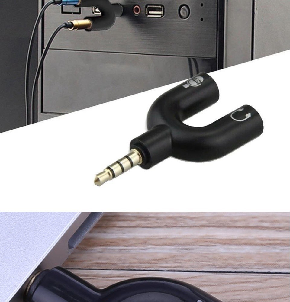 Y Dual audio splitter Headphone adapter Audio cable 3.5mm Microphone 2 ...