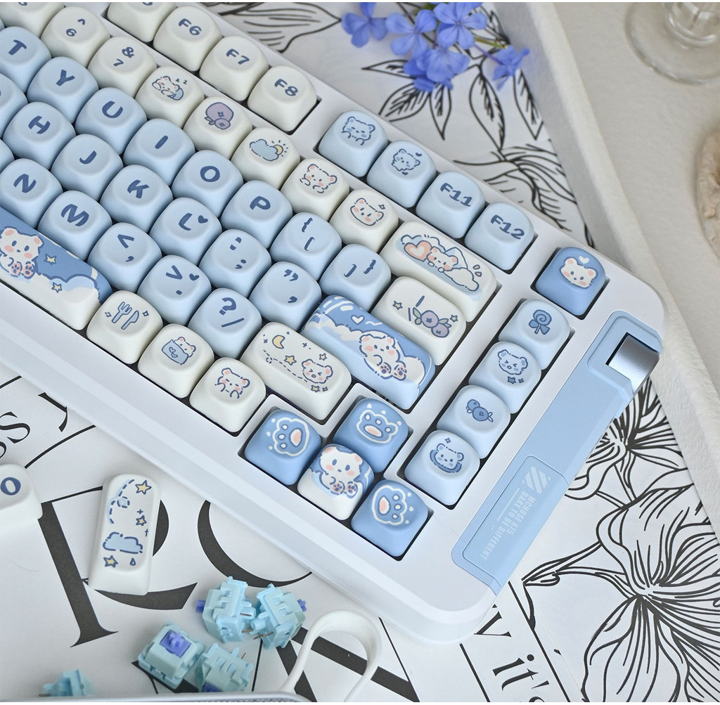 Ice Cream Bears Keycap MOA height PBT Thermal sublimation Sky Blue ...