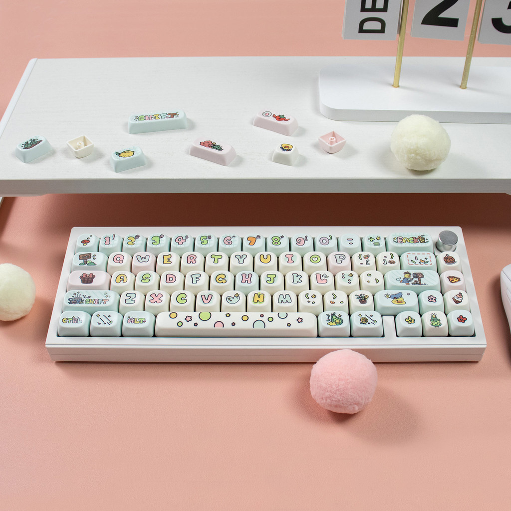 134Keys MOA Farmer Duck Keycaps PBT Cute Cartoon Round Keycaps set for ...