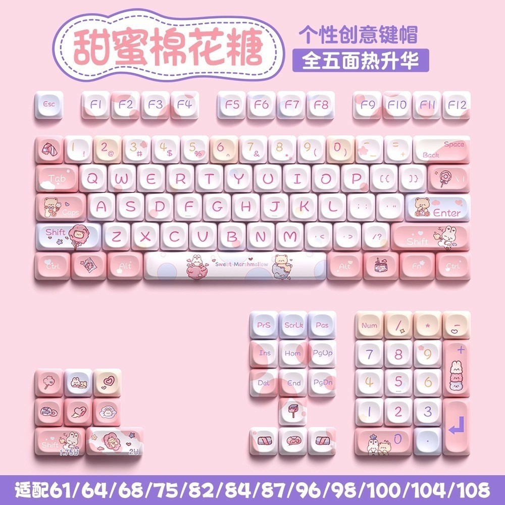 Sweet Marshmallows Theme Keycap Highly Personalized and Creative Cute ...