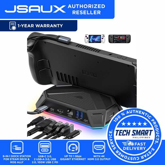 RGB Docking JSAUX Station Para Sa Steam Deck & ROG Ally, 8-In-1, 12-In ...
