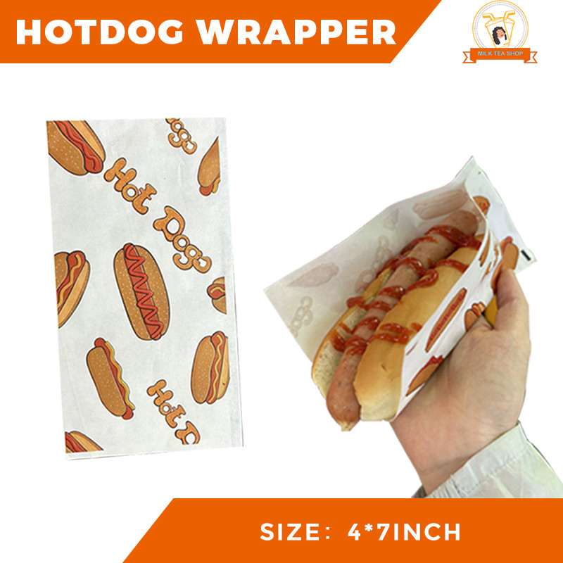 100pcs Hotdog paper Wrapper Disposable Snack Pancake Greaseproof Paper ...