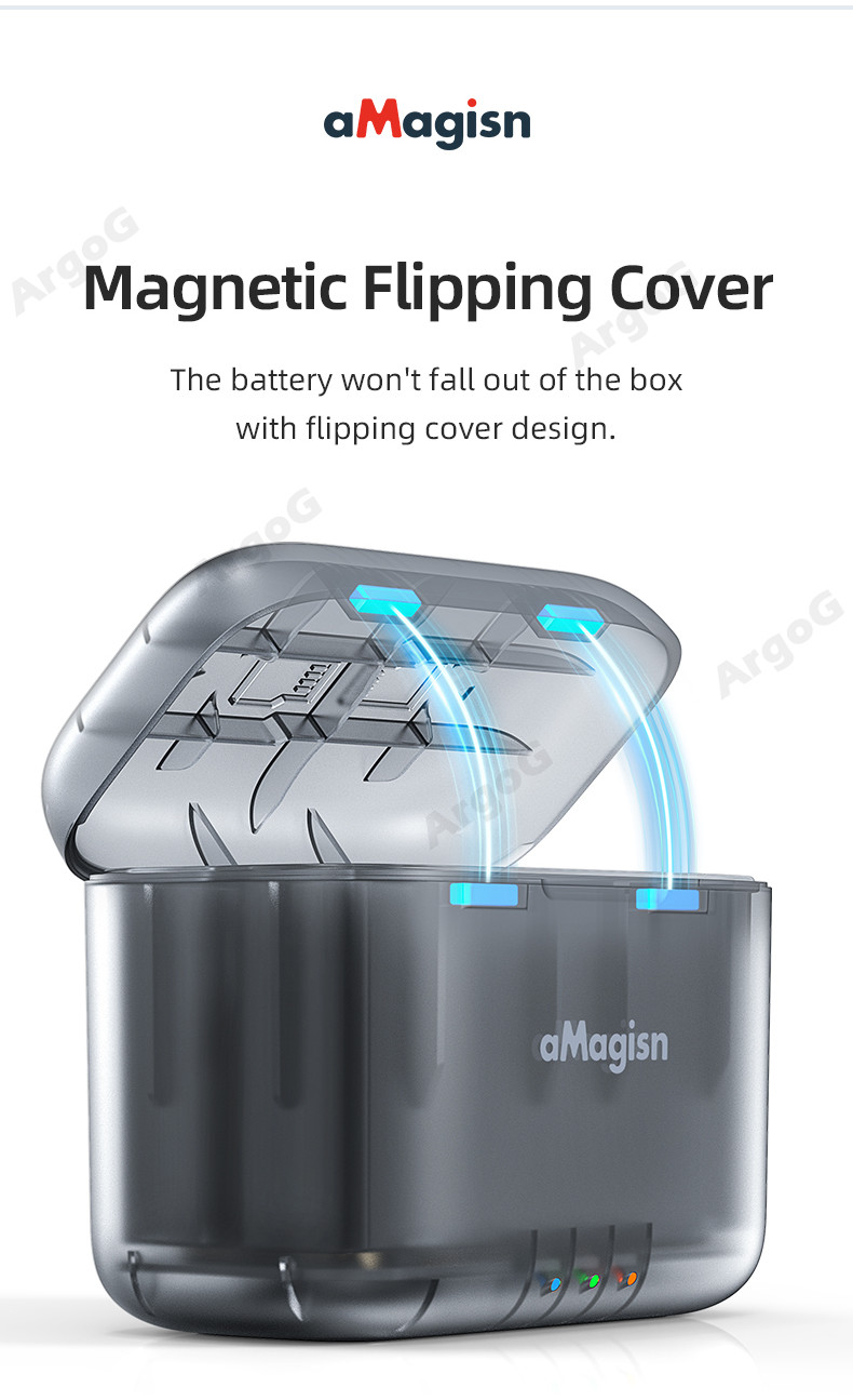 aMagisn Smart Battery Charger Box for Insta360 X4 Portable 2 Channel ...