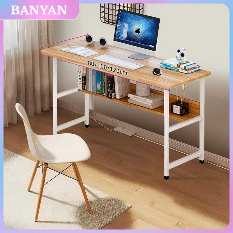 Layer BANYAN Double Student Study Desk Table Modern Writing Living Room ...