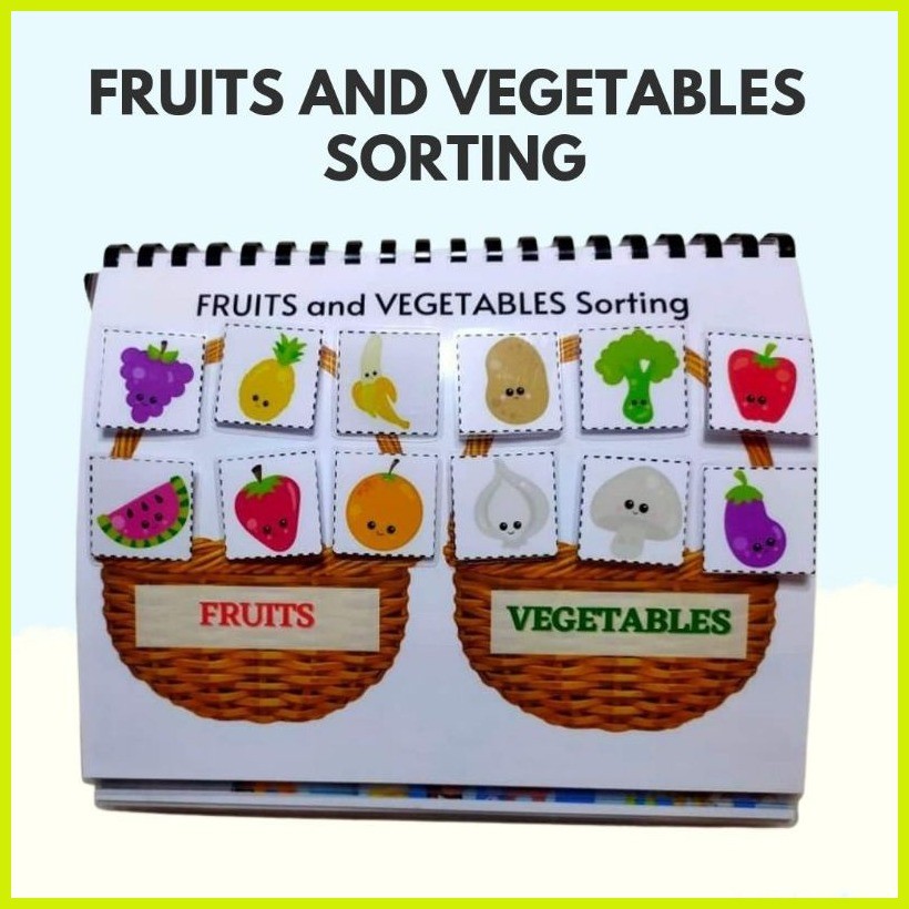 Fruits and Vegetables Sorting Interactive Laminated Busy Book Activity ...