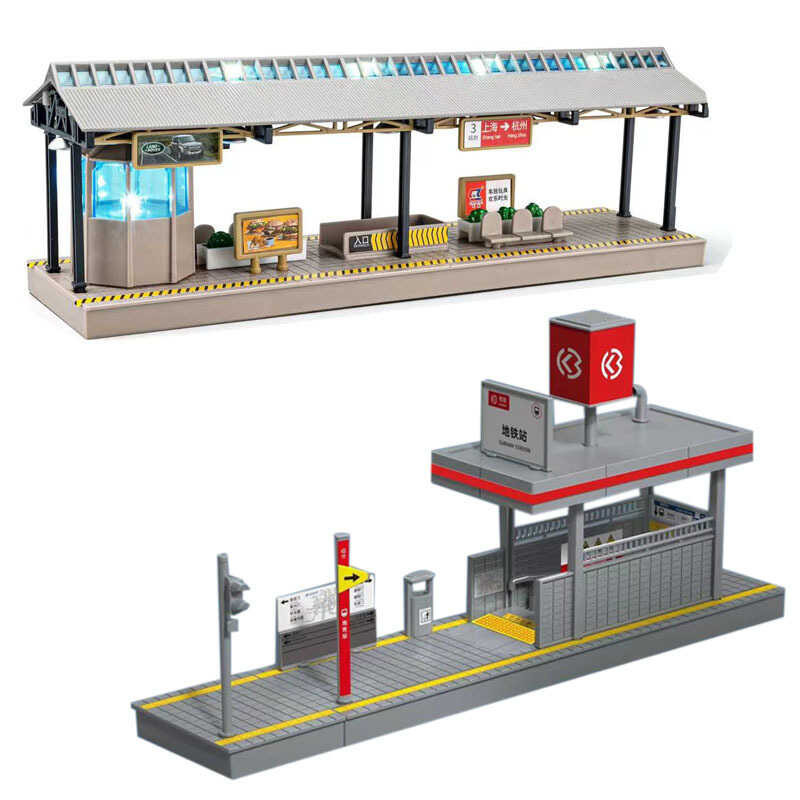 79 Subway Platform Pedestrian Overpass Model Bus Station Assembly Toy ...