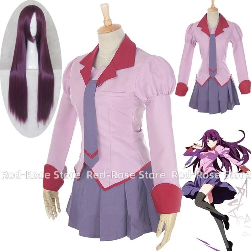 § Anime Monogatari Series Senjougahara Hanekawa Karu Cosplay Costume ...