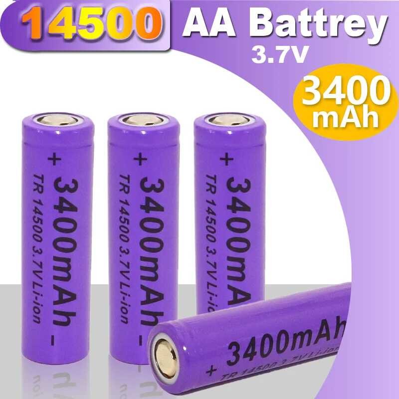 14500 Battery e0 3400mAh 3.7V Li-ion Rechargeable Batteries 14500 AA ...