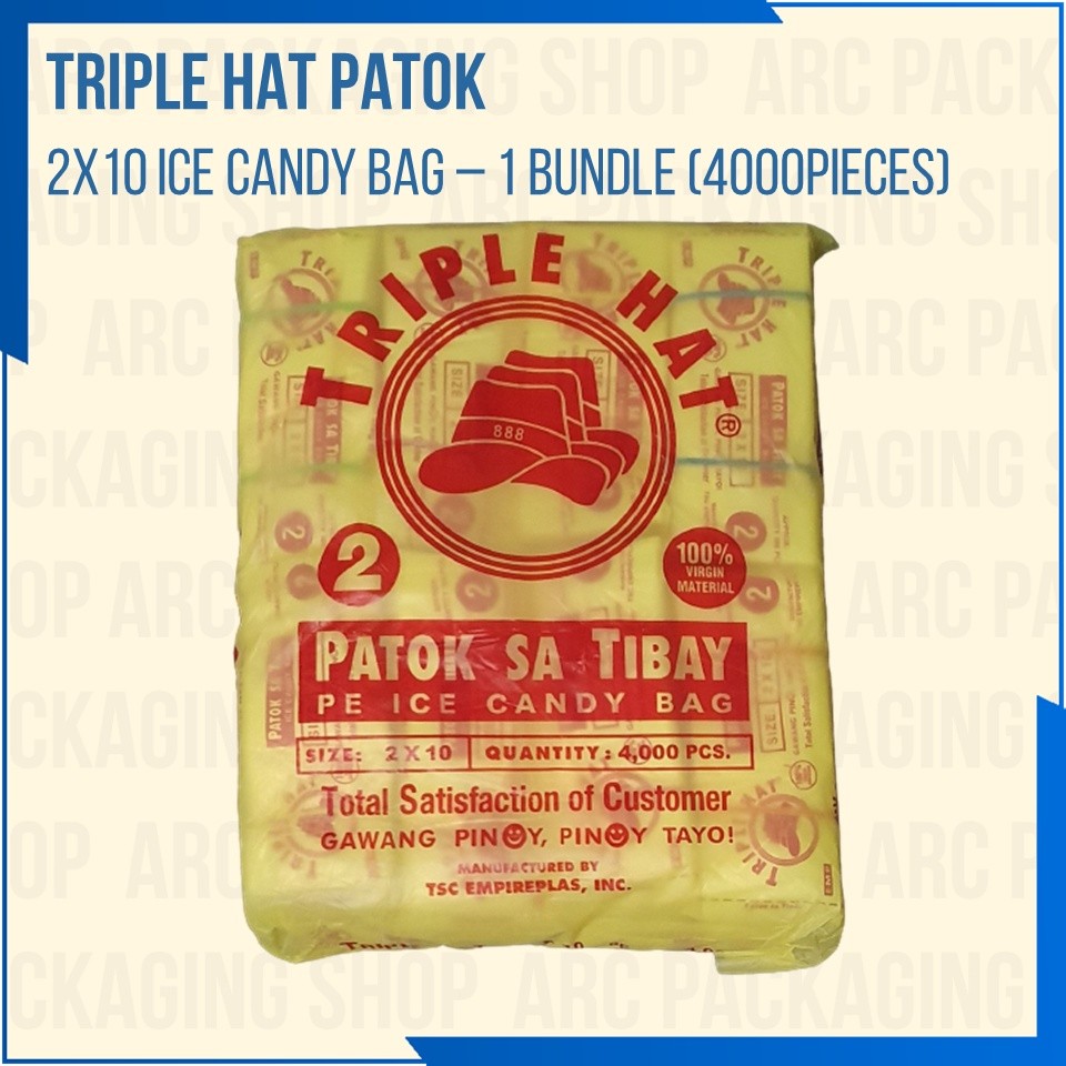 Triple Hat Patok Ice Candy Bag 2 Inches x 10 inches 1 Bundle (4000 ...
