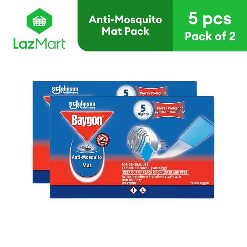 Baygon Anti Mosquito Mat Starter (1 Heater + 5 Mats) - Pack Of 2 ...