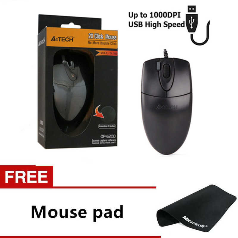 USB Wired A4tech 2X Click Mouse Take One Mouse Pad Black | Shopee ...