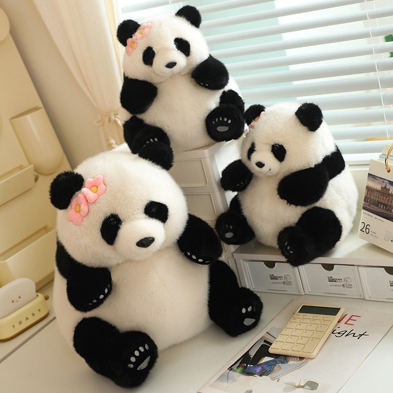 Cute Panda Teddy Bear Huahua Flower Panda Plush Doll Soft Simulation ...