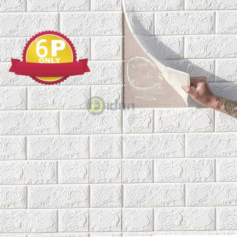 White 3D Self Adhesive Brick Wallpaper Sticker at Waterproof PE Foam ...