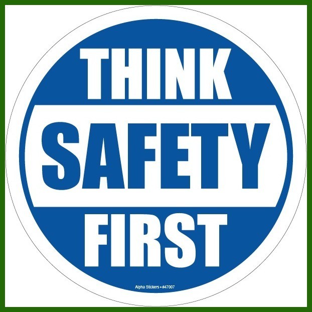 ๑ ℗ Hard Hat Sign Think Safety First Vinyl Sticker Size 2 inches. 10pcs ...