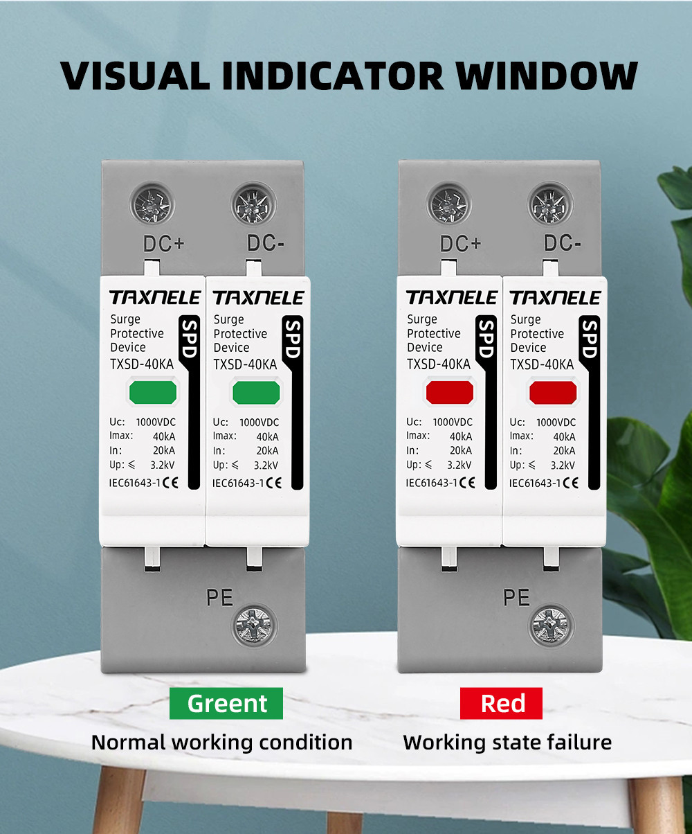 TAXNELE DC SPD 600V 800V 1000V 20KA 40KA surge Protector Solar PV ...