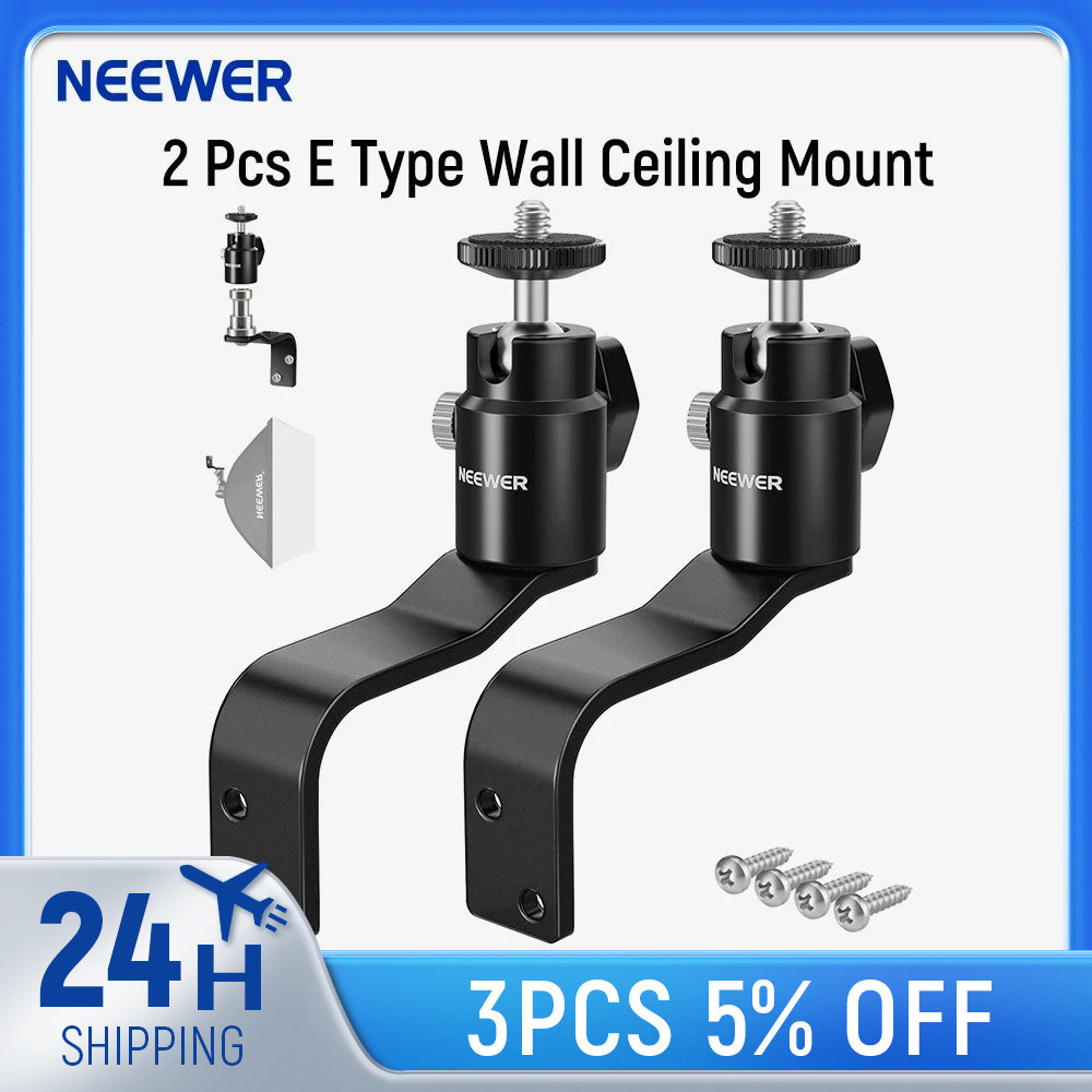 NEEWER 2 Pack E Type Wall Ceiling Mount, Ring Light Wall Mount Bracket ...