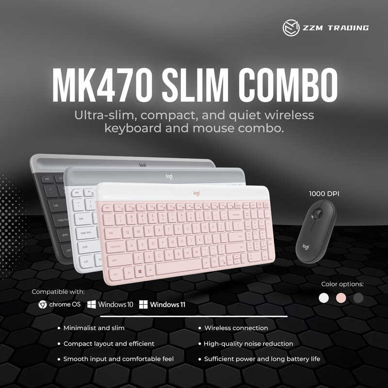 JP\ Logitech 470 SLIM COMBO Ultra-slim, compact, quiet wireless ...
