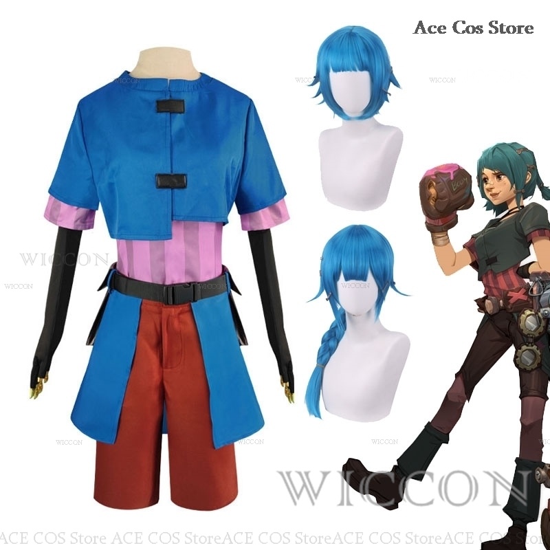 § LOL Arcane Powder Costumes Wig Young Women Cosplay League Of Legends ...