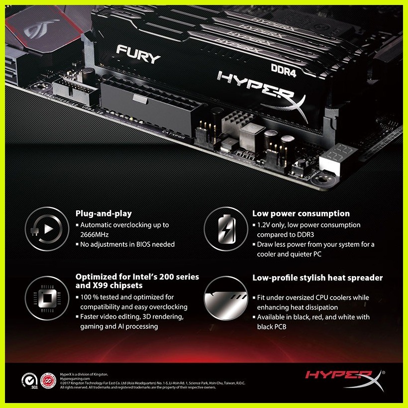 Kingston Hyperx Fury DDR4 Ram 4GB 8GB 16GB 2400MHZ 2666MHZ 3200MHZ Dimm For Desktop Memory ...