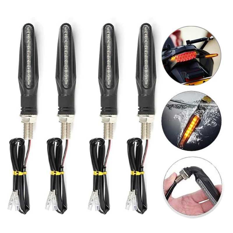 Universal LED Motorcycle Turn Signal Light 12v IP68 Waterproomber Flasher Indicator Bker Rear ...