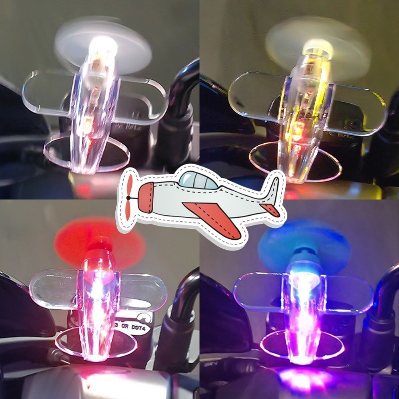 LED Light Airplane Car Ornaments - Motorcycle Wind Powered Rotating Toy ...