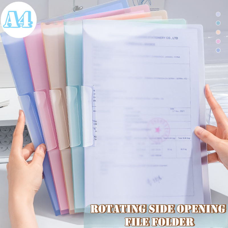 A4/Long Rotate File Folder Paper Organizers Waterproof PP Material School Office Supplies ...