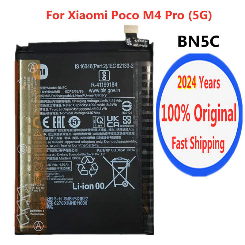 Xiao 4 mi BN5C Original Battery For Xiaomi Poco M4 Pro 5G M4Pro High ...