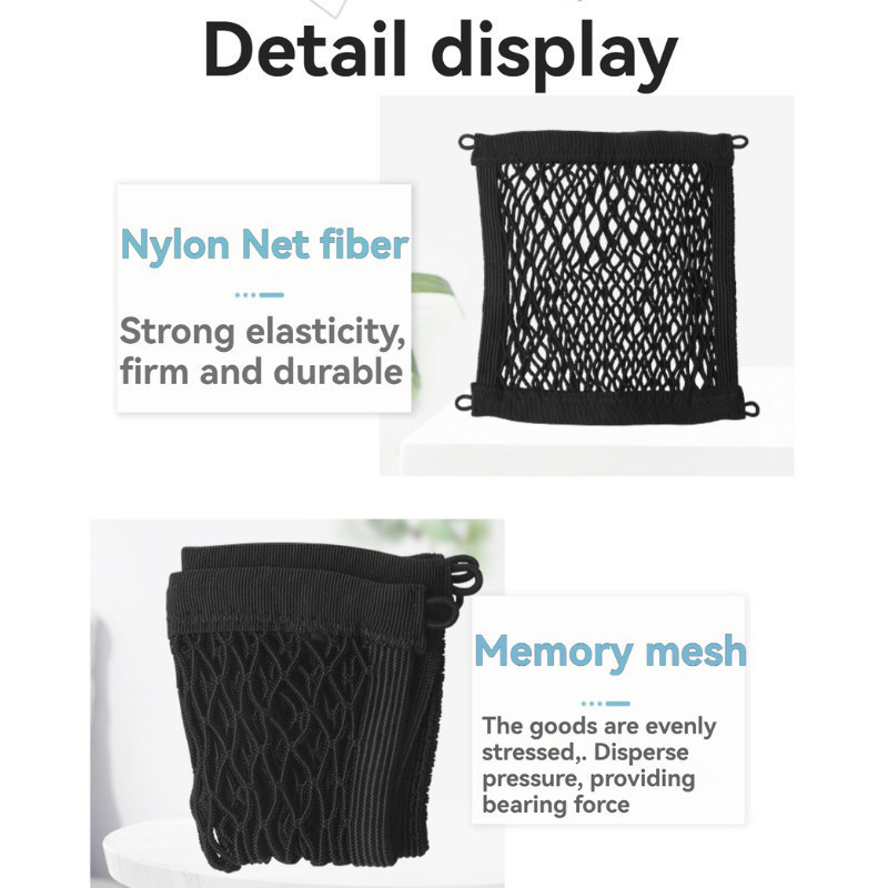 E Bike Storage Net Trunk Bag Hook Hold Bag Double layer Helmet Bag Mesh Basket Hanging Elastic ...