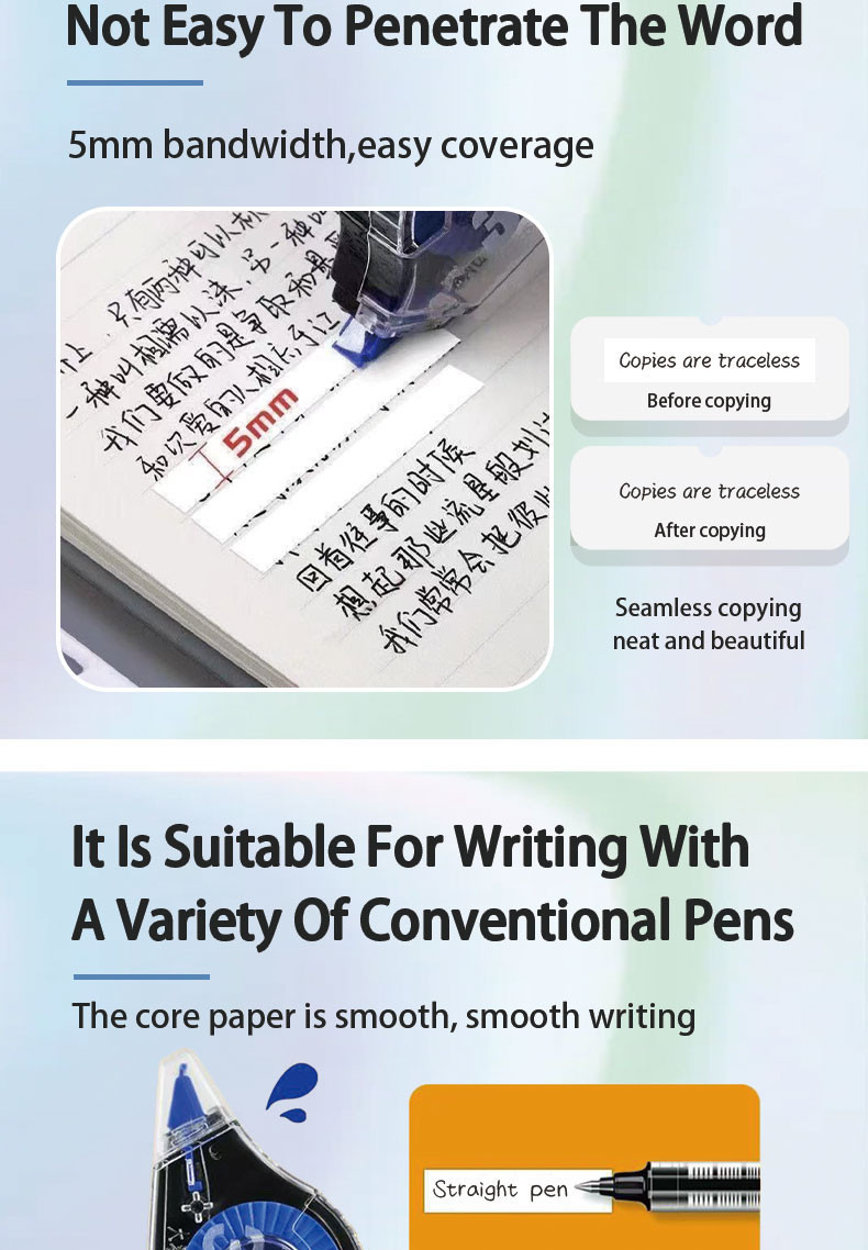 【Sulat Co..】10PCS/Box Large Capacity Correction Tape 12/18/40M Smooth ...