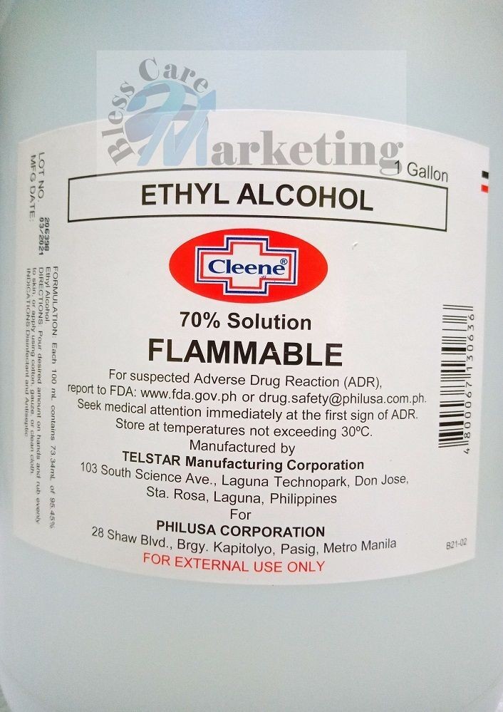 Authentic CLEENE Ethyl Alcohol 70% Solution 1 Gallon / 2 Liters ...