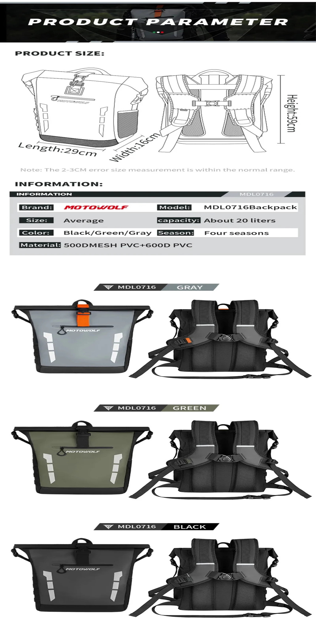 Motowolf Waterproof Motorcycle Backpack Durable Motorcycle Bag Casual ...