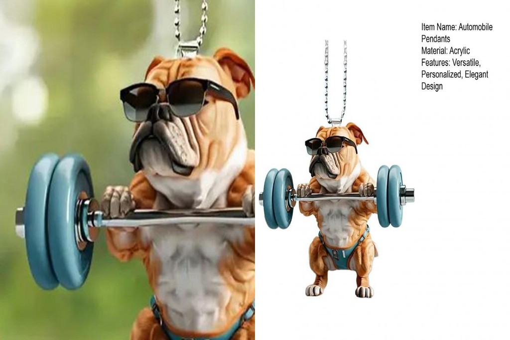 DRO_ Dog and Dumbbell Christmas Ornament Unique Car Pendant for ...