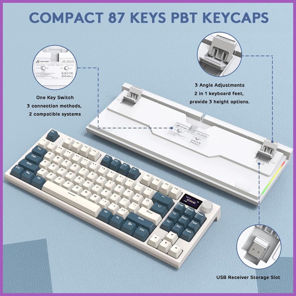 Attack Shark K86 75% Mechanical Keyboard Tri-Mode Blue Whale Switch ...