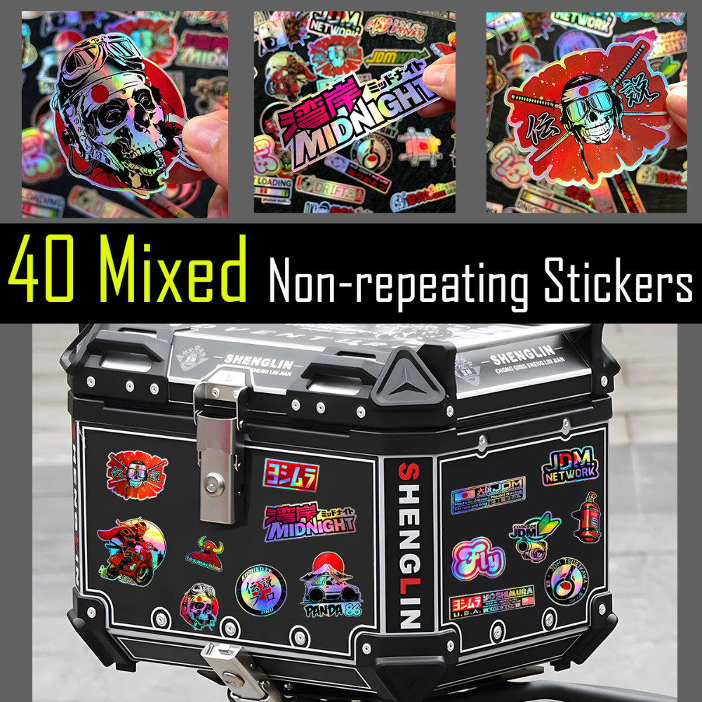 40PCS JDM Rainbow Car Motorcycle Accessories Vinyl Sticker SET ...