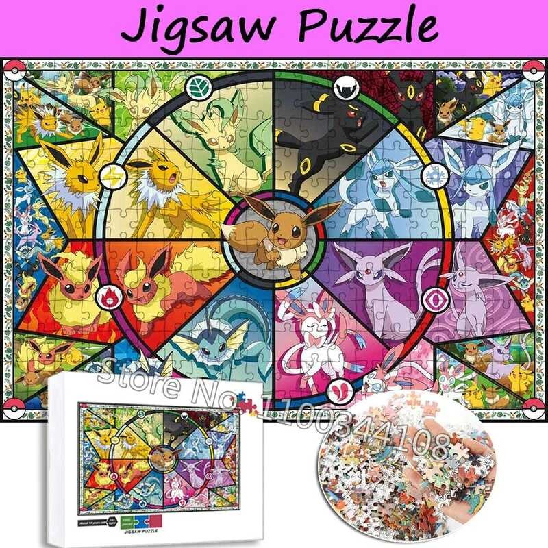 A 1000 Pieces Eeveelution Collection Puzzles Cartoon Pikachu Eevee ...