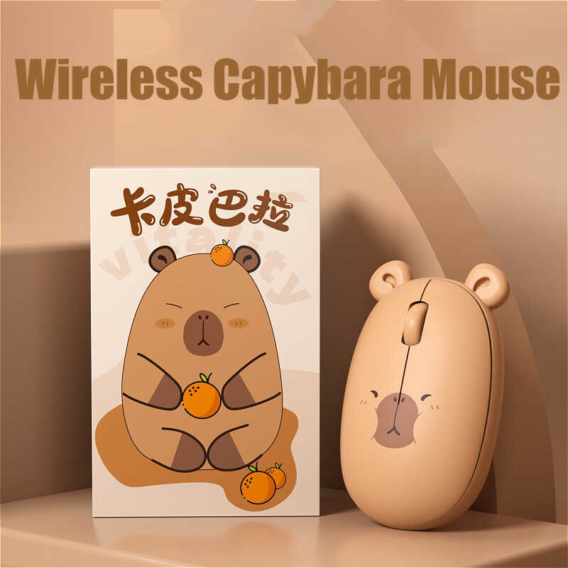 Dual Mode Wireless Cute Capybara Mouse 2400DPI 2.4G+Bluetooth Mute ...