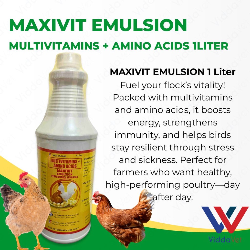1Liter MAXIVIT EMULSION Multivitamins + Amino Acids for Veterinary Use | Shopee Philippines