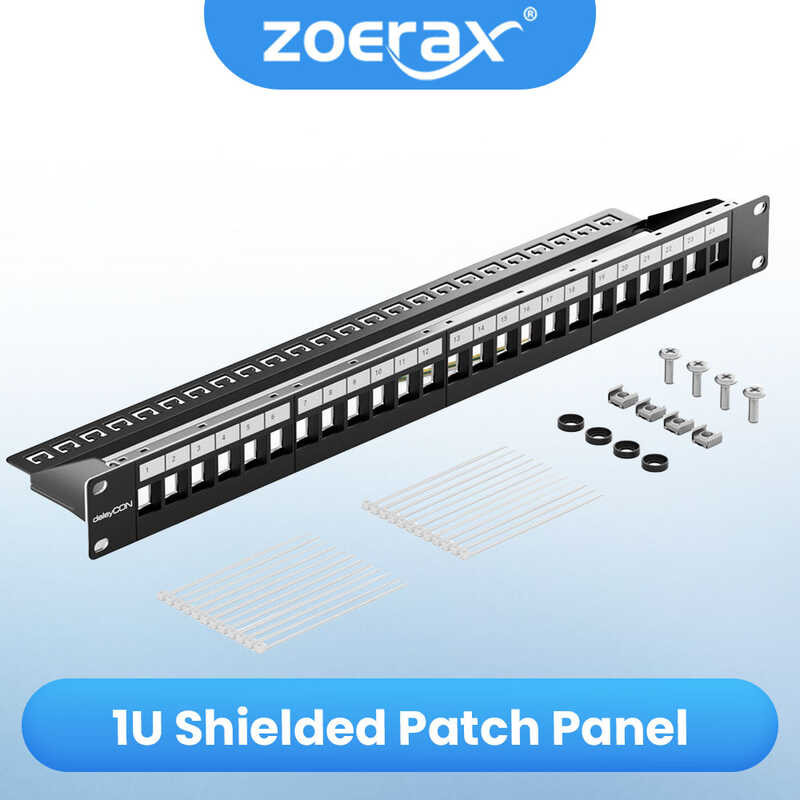ZOERAX 24 Port Rj45 Blank 1U 19Inch Shielded Network Patch Panel For ...
