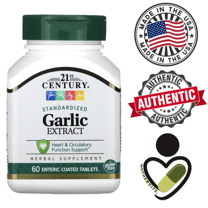 21St Century, Garlic Extract, Standardized, 60 Enteric Coated Tablets ...