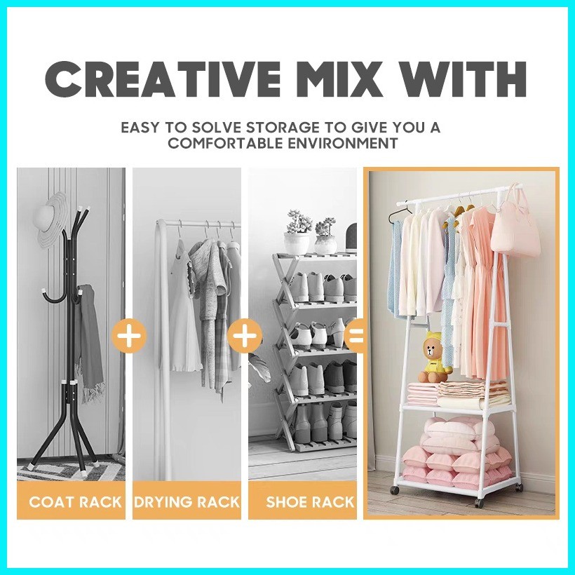 COD️ Ready Stock Triangle Coat rack floor bedroom multi-function ...
