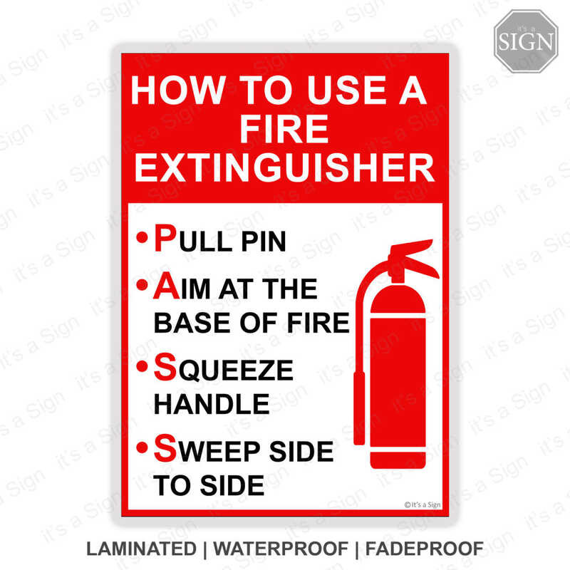 How To Use Fire Extinguisher PASS Sign - Laminated Signage A4 / A5 Size ...