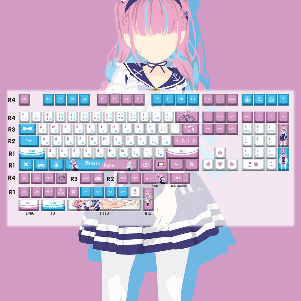 Hololive Minato Aqua Keycap Cherry Profile PBT Five-sided Dye ...