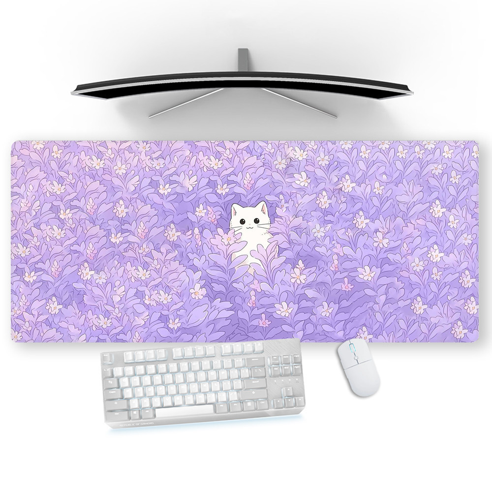 Lilac Mous Pad Kawaii Pastel Cat Mousepad Purple 80x30 Office ...